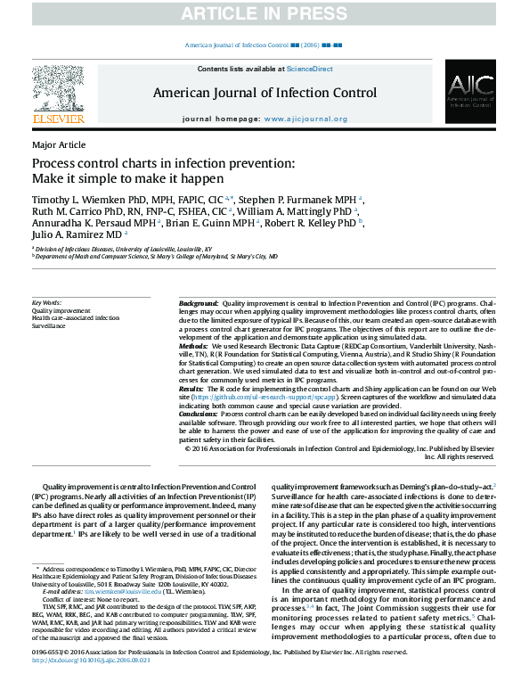 (PDF) Process control charts in infection prevention: Make it simple to ...