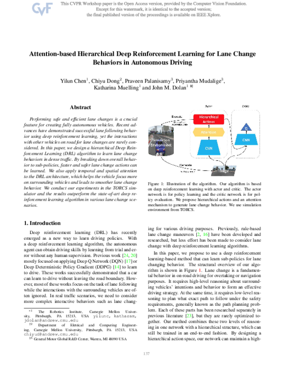 (PDF) Attention-based Hierarchical Deep Reinforcement Learning for Lane ...
