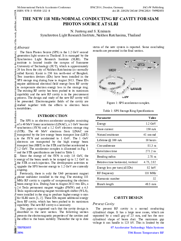 (PDF) The New 118 MHz Normal Conducting RF Cavity for SIAM Photon ...