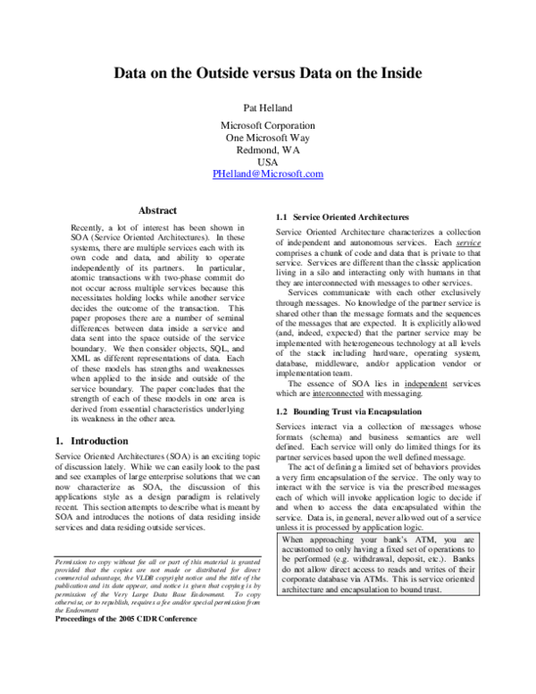 (PDF) Data on the outside versus data on the inside