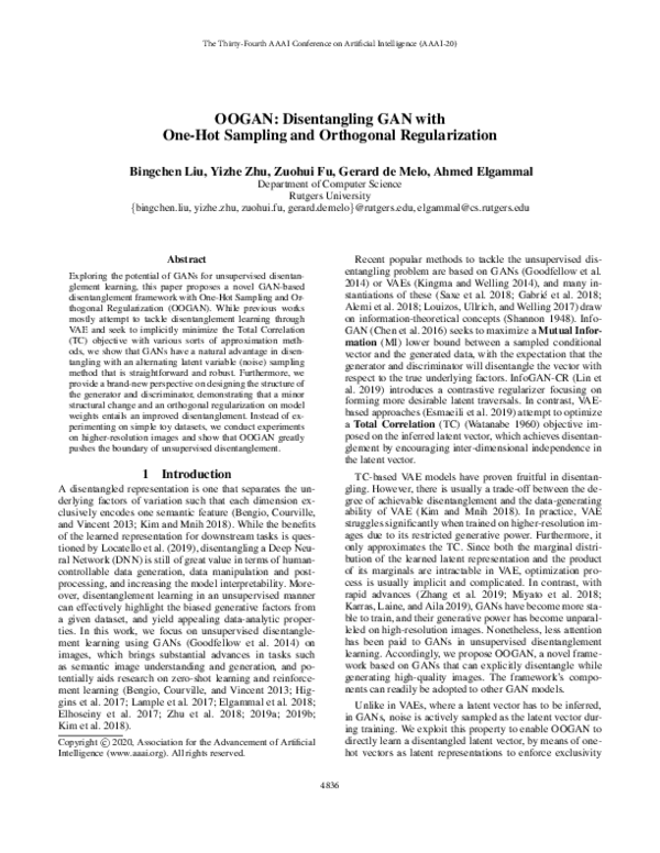 (PDF) OOGAN: Disentangling GAN with One-Hot Sampling and Orthogonal ...