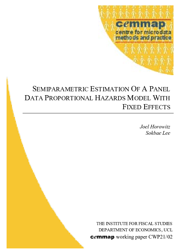 (PDF) Semiparametric estimation of a panel data proportional hazards model with fixed effects