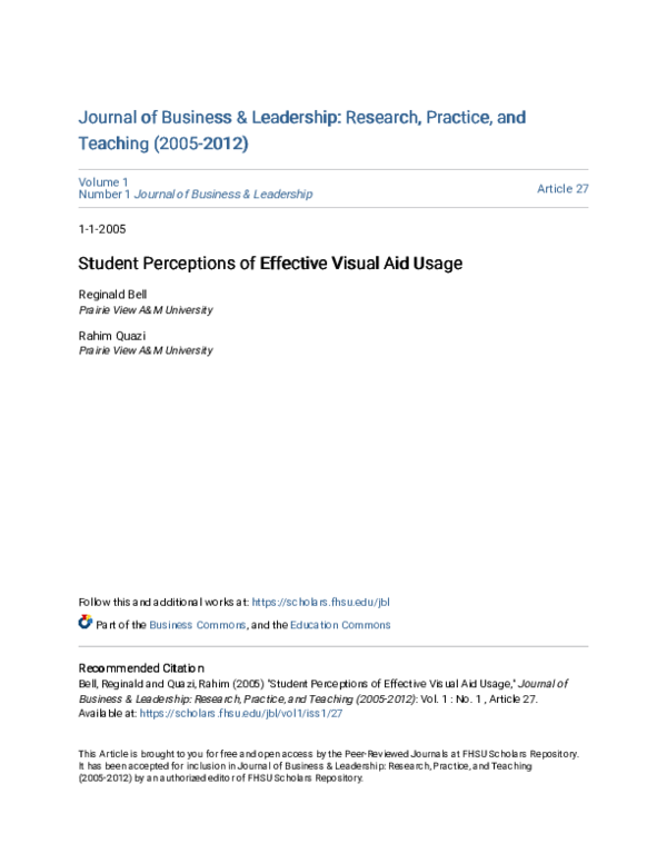(PDF) Student Perceptions of Effective Visual Aid Usage