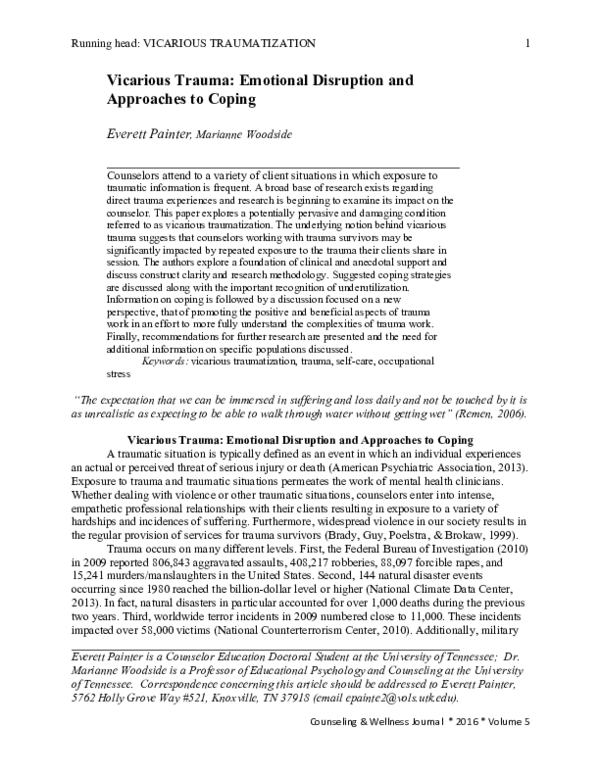 (PDF) Various trauma: Emotional disruption and approaches to coping