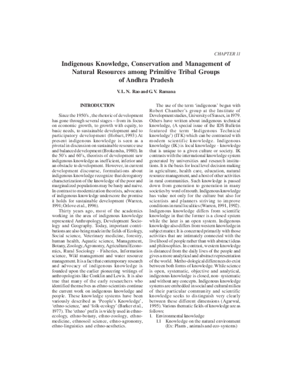 (PDF) Indigenous Knowledge, Conservation and Management of Natural ...