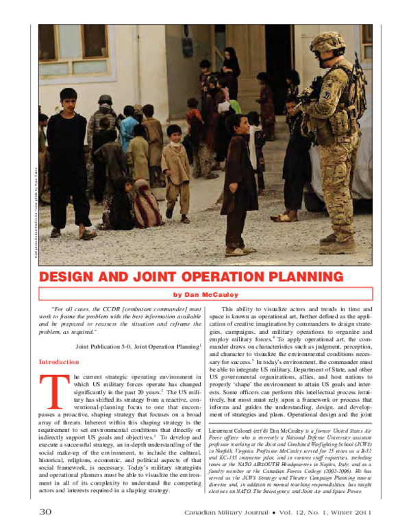 (PDF) dESigN aNd JOiNT OPERaTiON PLaNNiNg