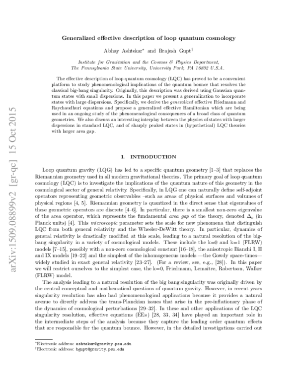 (PDF) Generalized effective description of loop quantum cosmology