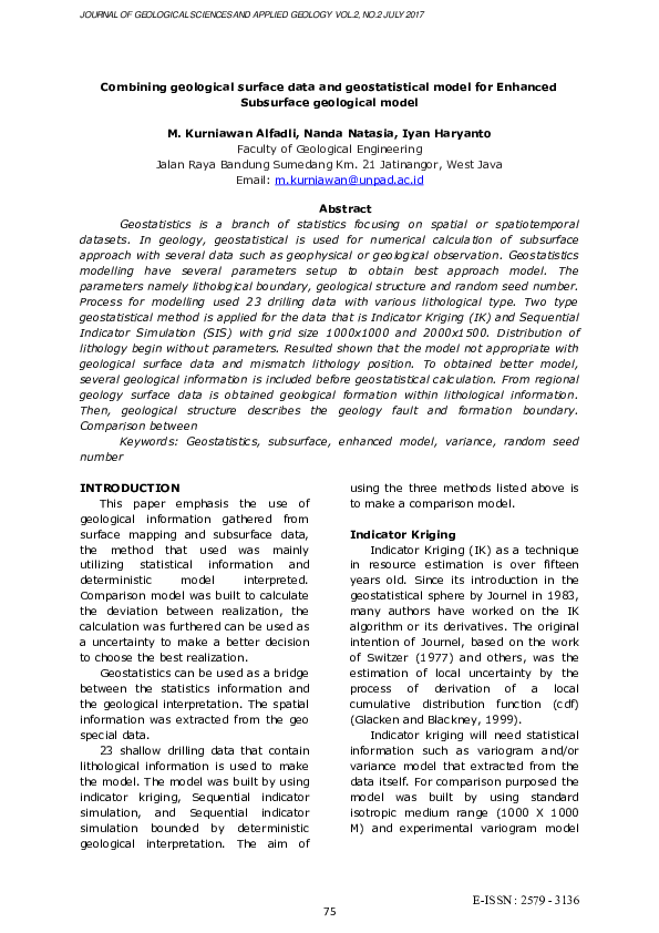 (PDF) Combining geological surface data and geostatistical model for Enhanced Subsurface ...