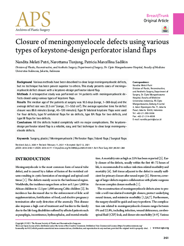(PDF) Closure of meningomyelocele defects using various types of ...