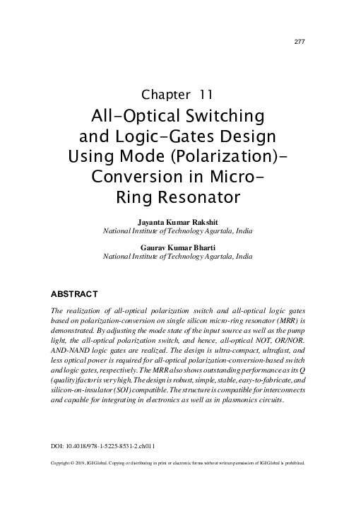 (PDF) All-Optical Switching and Logic-Gates Design Using Mode ...