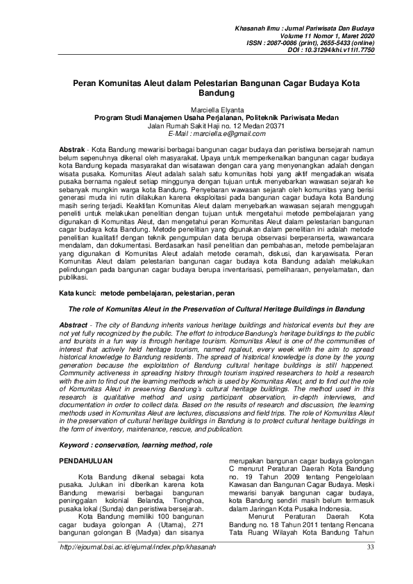 (PDF) Peran Komunitas Aleut dalam Pelestarian Bangunan Cagar Budaya ...