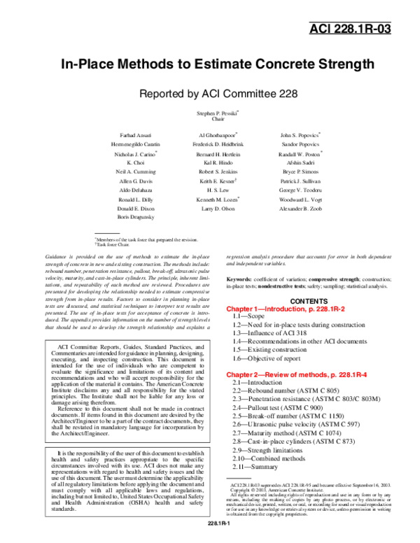 (PDF) 228.1R-03 In-Place Methods to Estimate Concrete Strength