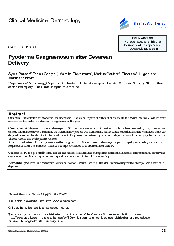 (PDF) pyoderma Gangraenosum after cesarean Delivery