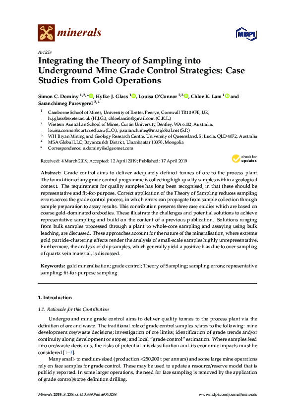(PDF) Integrating the Theory of Sampling into Underground Mine Grade ...