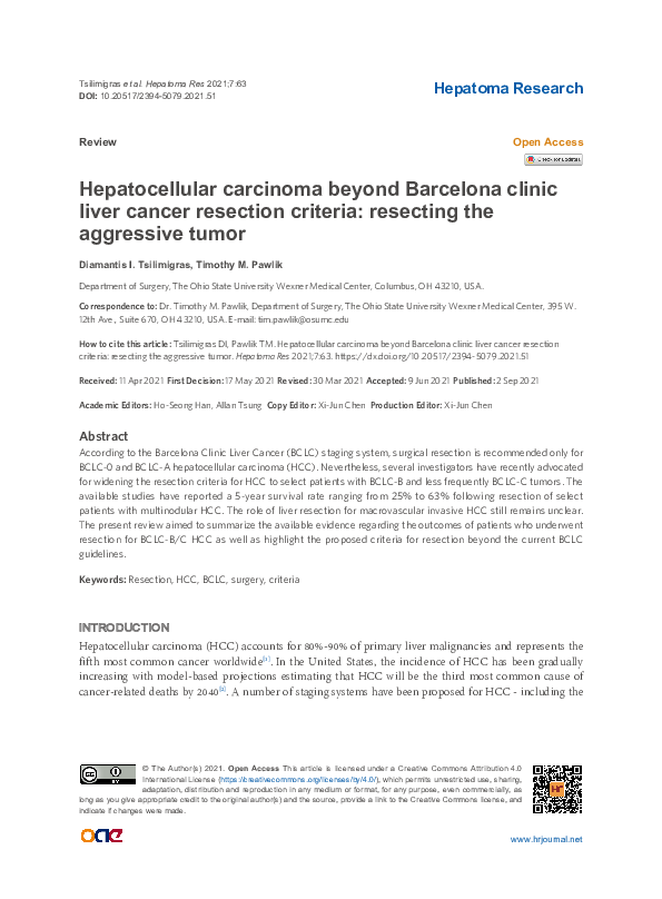 (PDF) Hepatocellular carcinoma beyond Barcelona clinic liver cancer ...