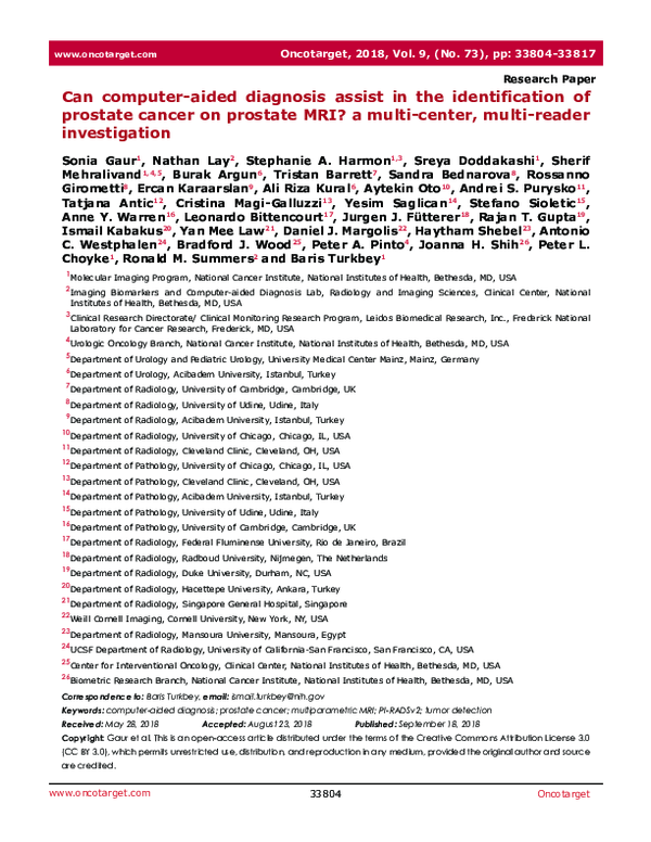 Pdf Can Computer Aided Diagnosis Assist In The Identification Of Prostate Cancer On Prostate