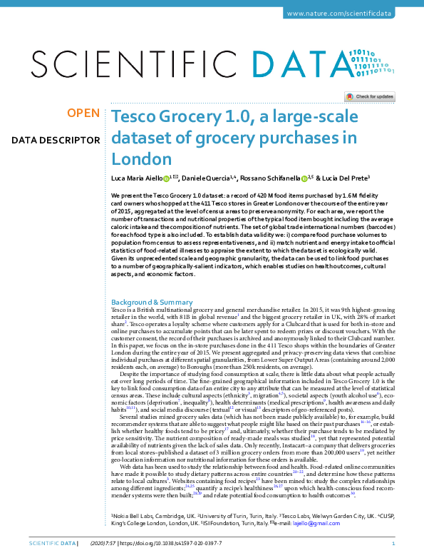 (PDF) Tesco Grocery 1.0, a large-scale dataset of grocery purchases in ...
