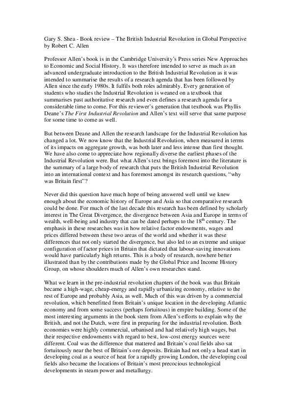 (PDF) The British Industrial Revolution in Global Perspective: How ...