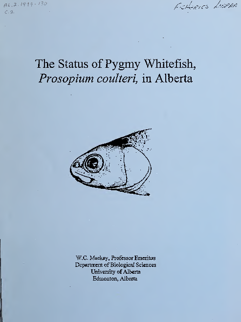 (PDF) The status of pygmy whitefish, Prosopium coulteri, in Alberta ...
