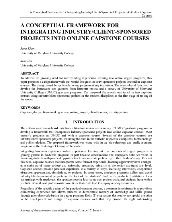 (PDF) A Conceptual Framework for Integrating Industry/Client-Sponsored ...