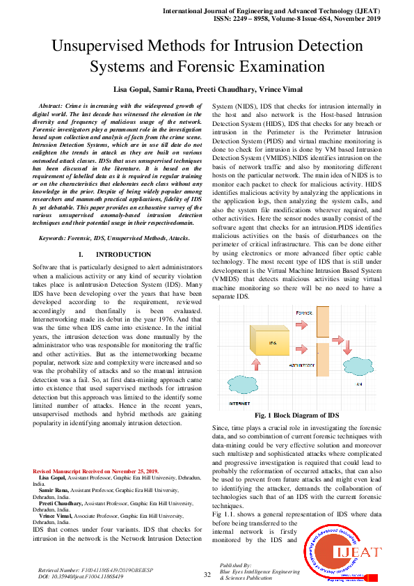 (PDF) Unsupervised Methods for Intrusion Detection Systems and Forensic ...