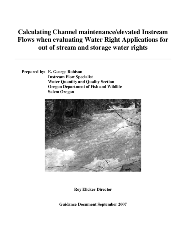 (PDF) Calculating Channel maintenance/elevated Instream Flows when ...
