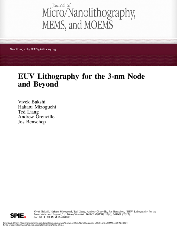 (PDF) EUV Lithography for the 3-nm Node and Beyond | Vivek Bakshi ...