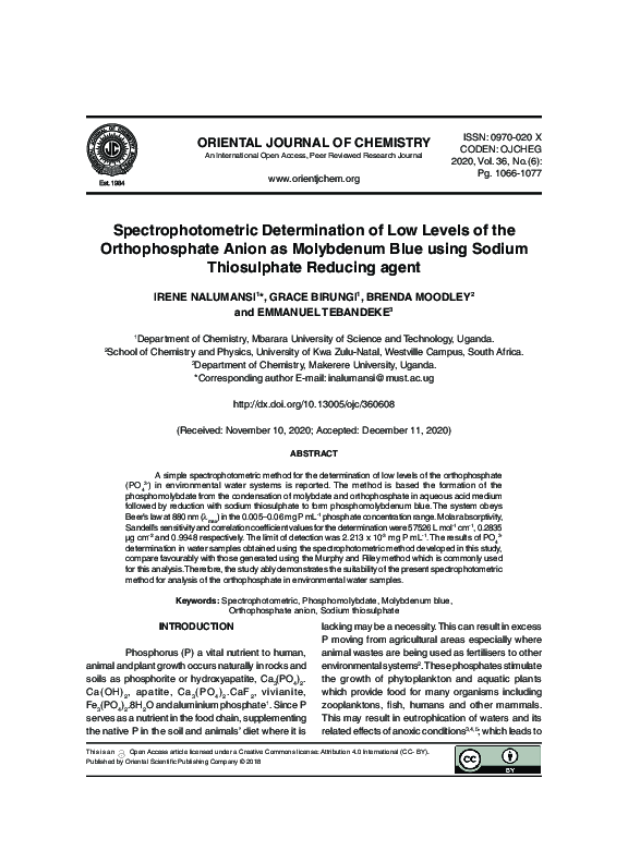 (PDF) Spectrophotometric Determination of Low Levels of the ...