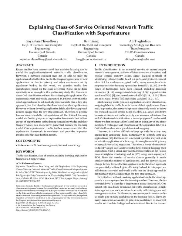 (PDF) Class-of-Service Network Traffic Classification
