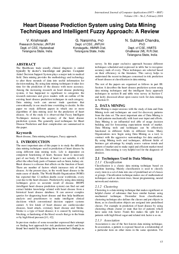 Pdf Heart Disease Prediction System Using Data Mining Techniques And