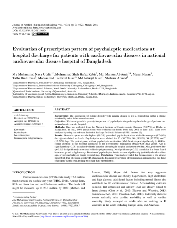 (PDF) Evaluation of prescription pattern of psycholeptic medications at ...