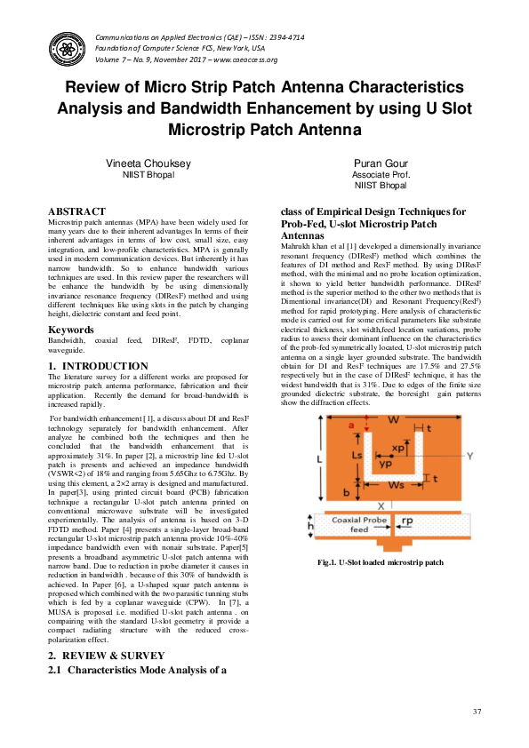 (PDF) Review of Micro Strip Patch Antenna Characteristics Analysis and Bandwidth Enhancement by ...