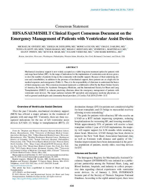 (PDF) HFSA/SAEM/ISHLT clinical expert consensus document on the emergency management of patients ...