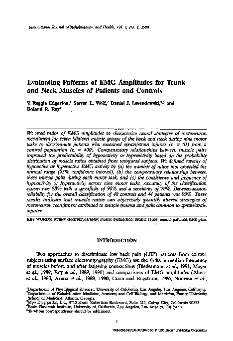 (PDF) Evaluating patterns of EMG amplitudes for trunk and neck muscles ...