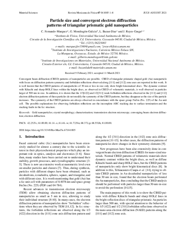 (PDF) Particle size and convergent electron diffraction patterns of ...