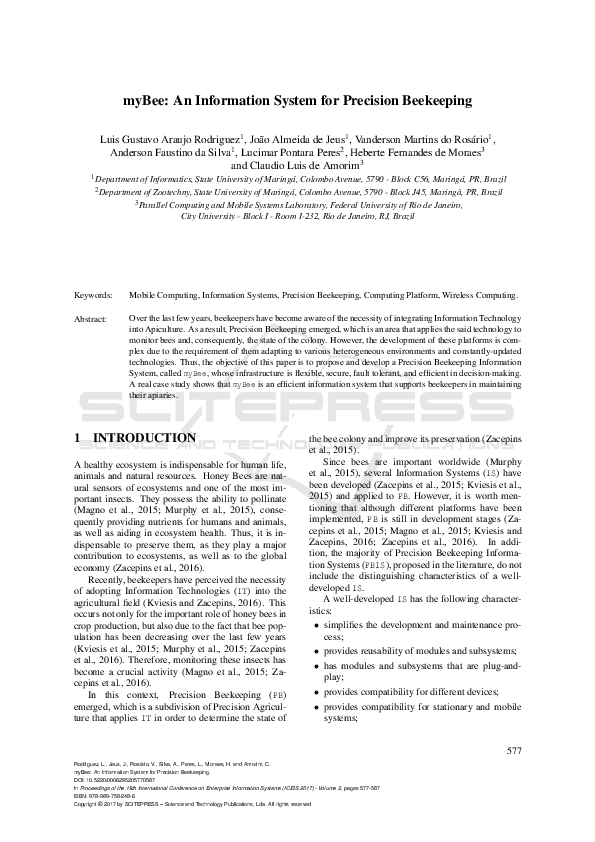 (PDF) myBee: An Information System for Precision Beekeeping