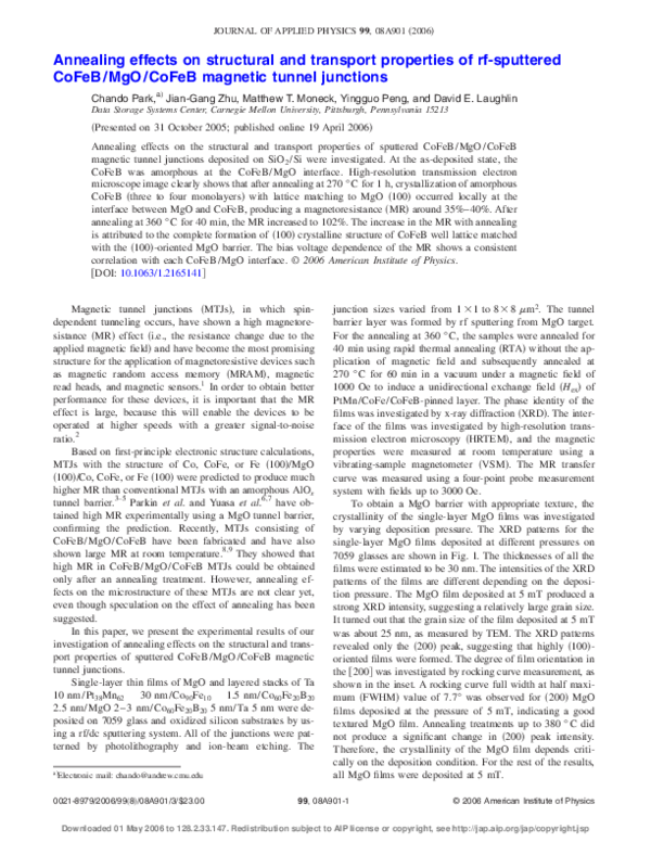 (PDF) Annealing effects on structural and transport properties of rf ...