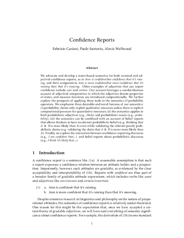 (PDF) Confidence Reports