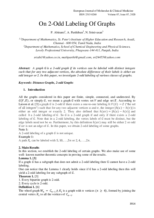 (PDF) On 2-Odd Labeling Of Graphs