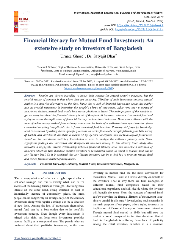 (PDF) Financial literacy for Mutual Fund Investment: An extensive study ...