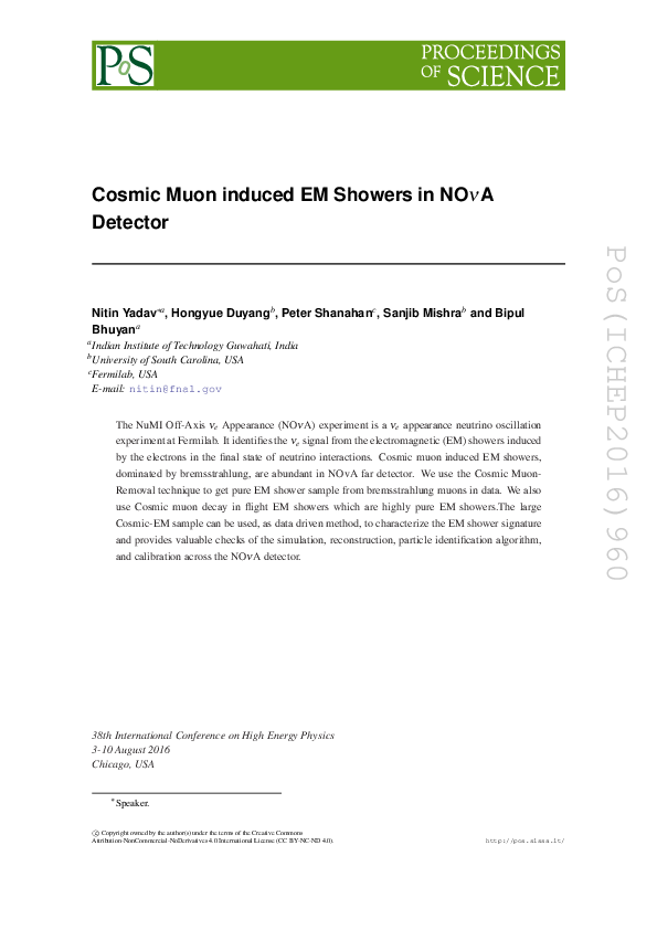 (PDF) Cosmic Muon induced EM Showers in NO$\nu$A Detector