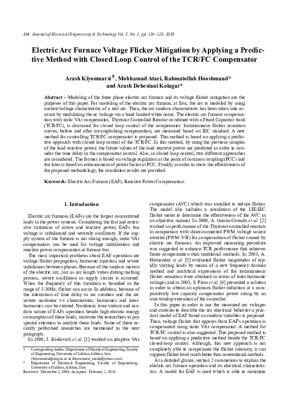 (PDF) Electric Arc Furnace Voltage Flicker Mitigation by Applying a ...