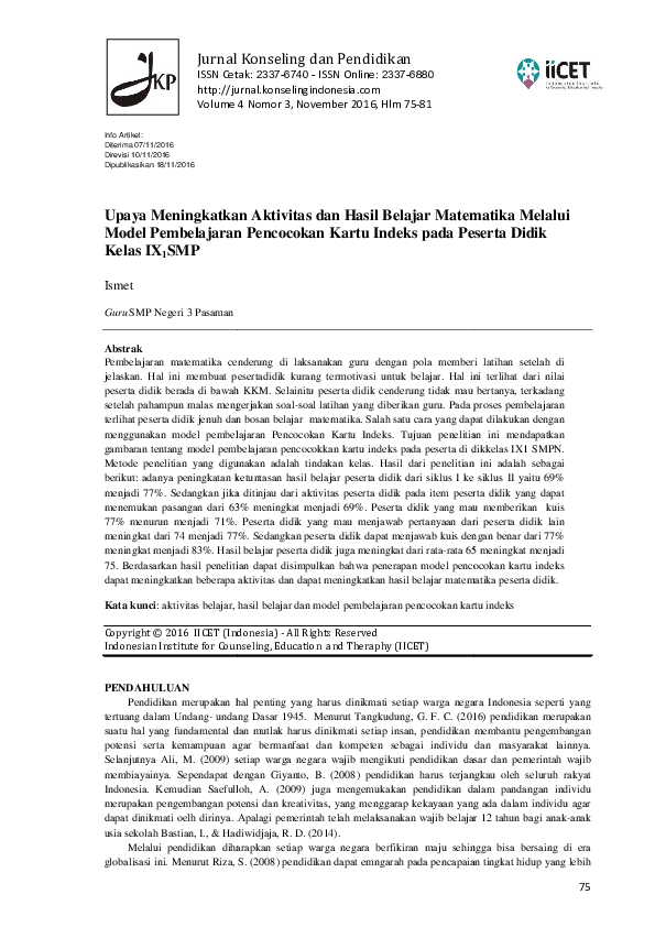 (PDF) Upaya Meningkatkan Aktivitas Dan Hasil Belajar Siswa Dalam ...