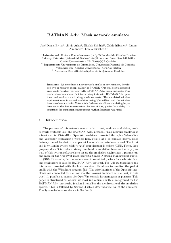 (PDF) BATMAN Adv. Mesh network emulator