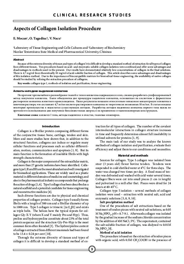 (PDF) Aspects of Collagen Isolation Procedure