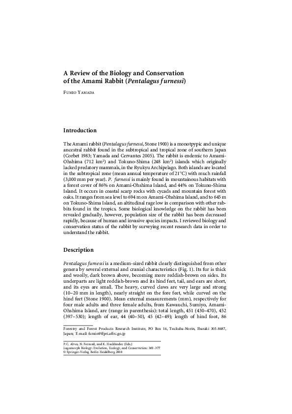 (PDF) A Review of the Biology and Conservation of the Amami Rabbit ...