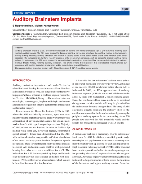 (PDF) Auditory Brainstem Implants