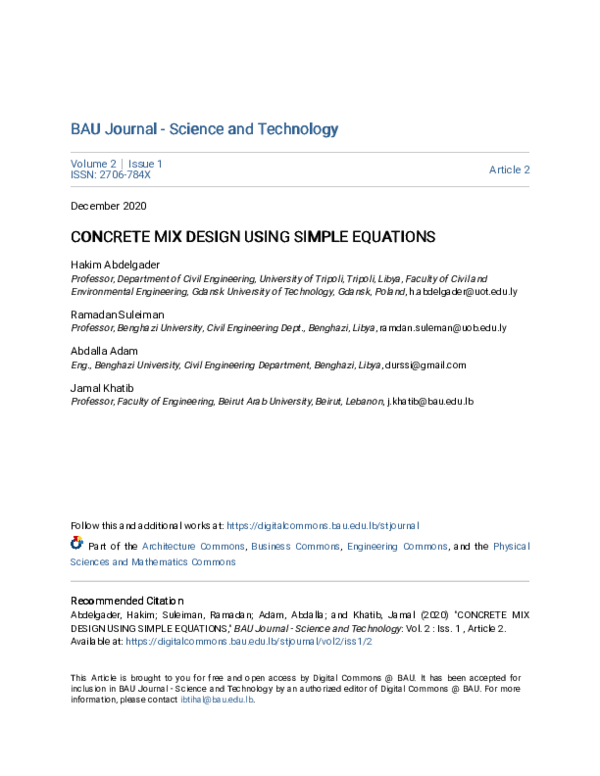(PDF) Concrete MIX Design Using Simple Equations