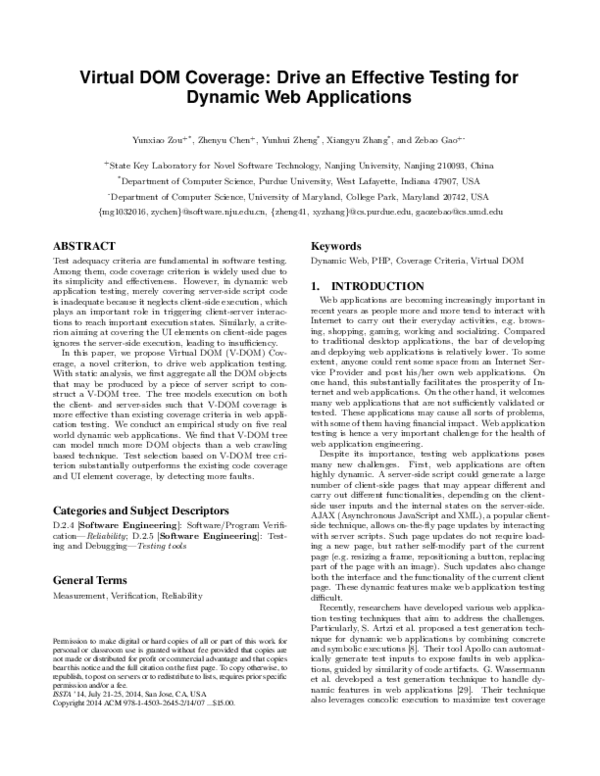 (PDF) Virtual DOM Coverage : Drive an Effective Testing for Dynamic Web ...