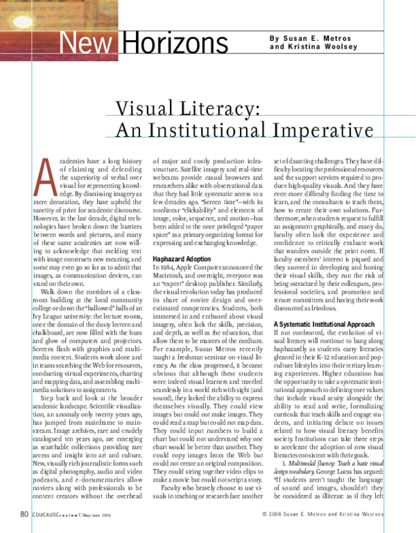 (PDF) Visual Literacy: An Institutional Imperative.